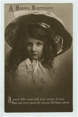 c 1914 Cute child children Fashion GIRL w/ LARGE HAT British photo ...