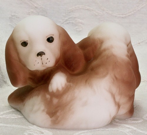 Fenton, Dogs, Spaniels, White Satin Glass. "Natural Series", Hand ...