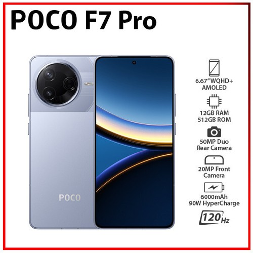 Xiaomi POCO F7 Pro 5G 12GB+512GB BLUE Dual SIM Unlocked Android Cell ...