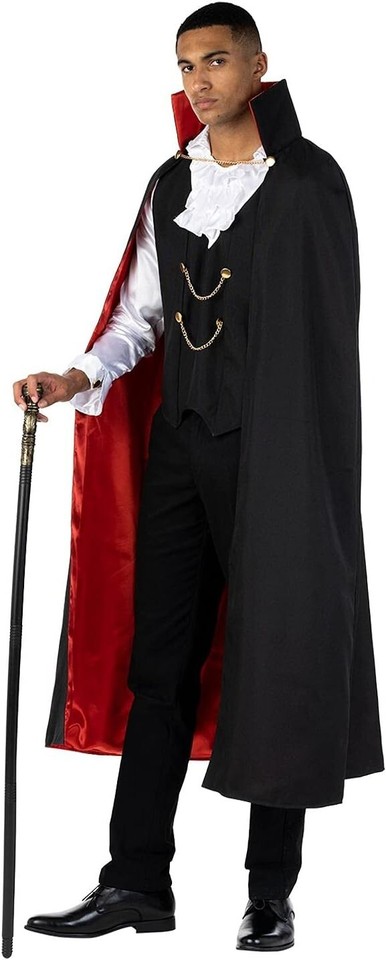 Men`s Vampire Costume Adult Count Dracula Cape + Cane Halloween - Medium 887513088387| eBay