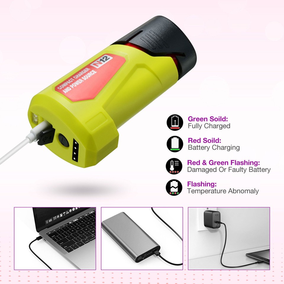 USB Power Source for Milwaukee 12V 3.0Ah Battery & Charger Adapter ...
