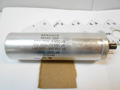 AR949-220 TUBE BASE CAPACITOR 1000MFD-3VDC/300MFD-75VDC/150MFD-350VDC ...