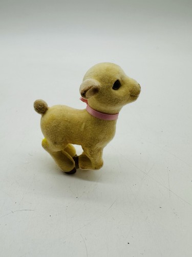 Vintage Hallmark Flocked Lamb Figurine Pink Bow Easter Decor | eBay
