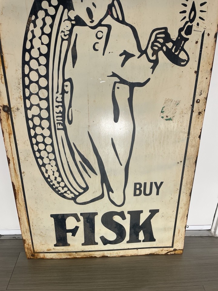 Vintage Time To Re-Tire? Buy Fisk Metal Advertising Sign 48” x 24” | eBay