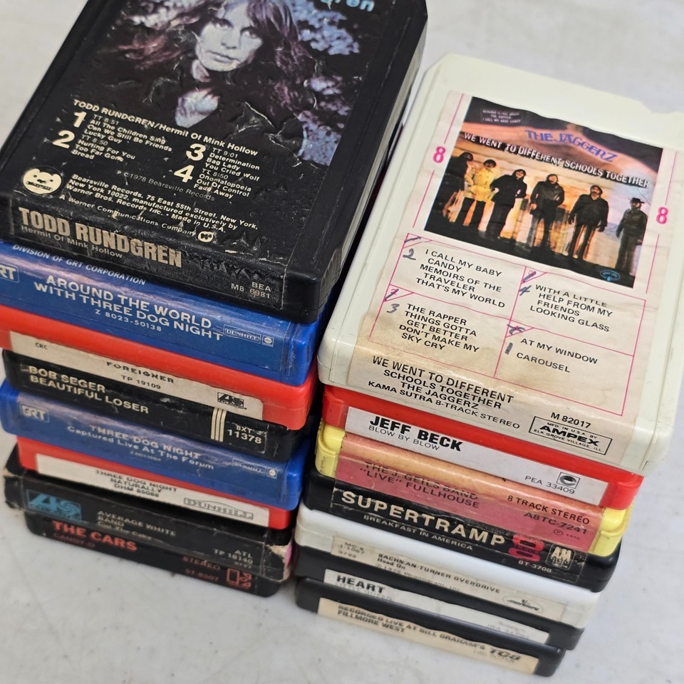 Lot of 15 Classic Rock 8-Tracks AWB Cars BTO Bob Seger Heart 8 Track ...