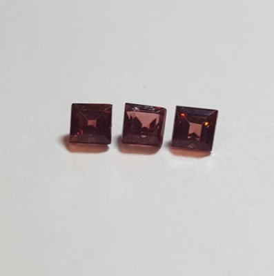 GARNETS SQUARE SHAPED!! 3 BEAUTIFUL GARNETS!! 3X3MM PRINCESS CUT ...