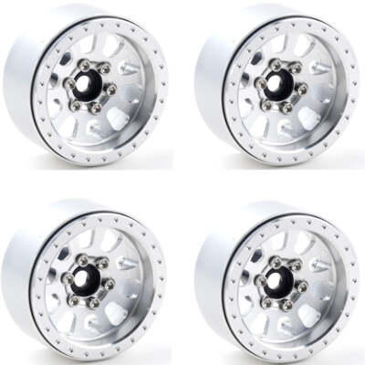 Powerhobby B7 Aluminum 1.9 Beadlock Wheels 9mm Hubs Silver (4) 1/10 ...