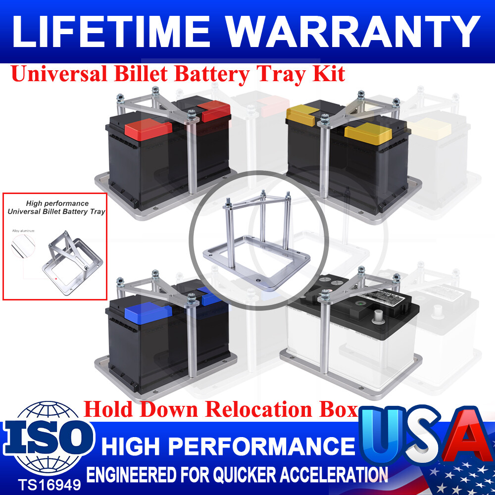 Aluminum Universal Billet Battery Tray Kit Hold Down Relocation Box ...