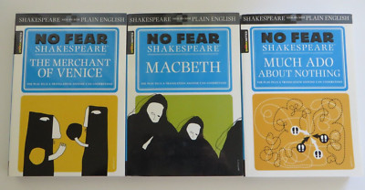 NO FEAR SHAKESPEARE - Macbeth, Much Ado, & The Merchant of... NEW (See ...