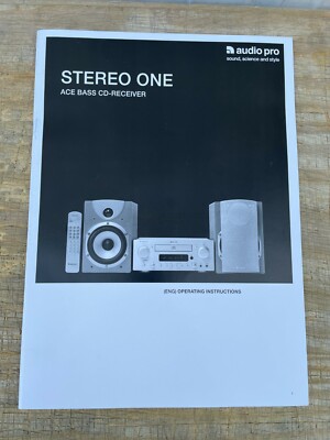 AUDIO PRO STEREO ONE, AUDIO PRO, STEREO ONE, AUDIO PRO OPERATING ...