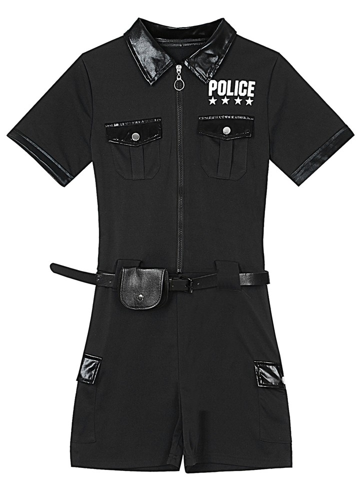 Women's Police Costume Jumpsuit Cop Uniform Fancy Dress Outfit Set for ...