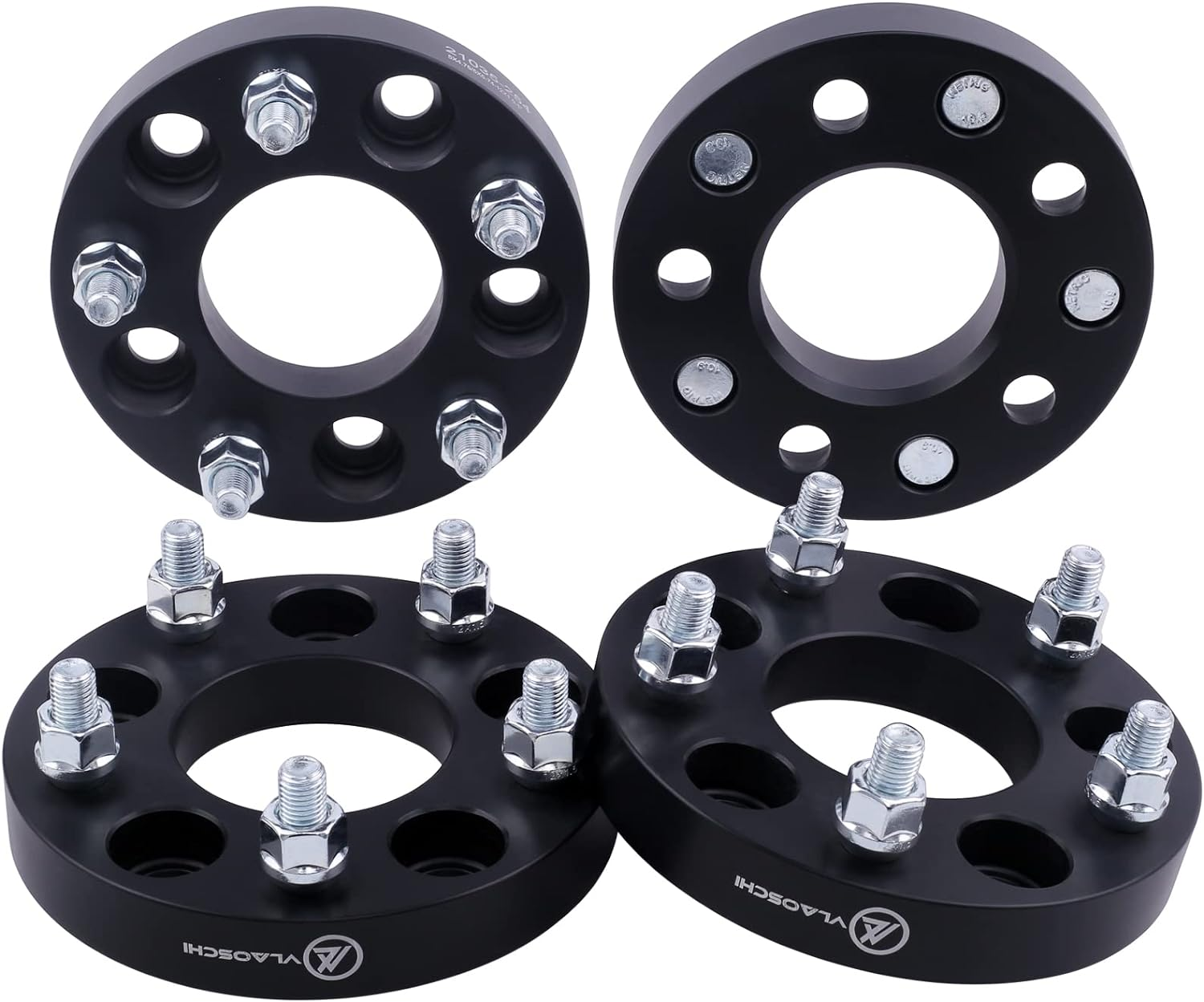 Black Forged 5X5.5 to 5X4.75 Wheel Adapters 1.25 Inch with 1/2" Studs ...