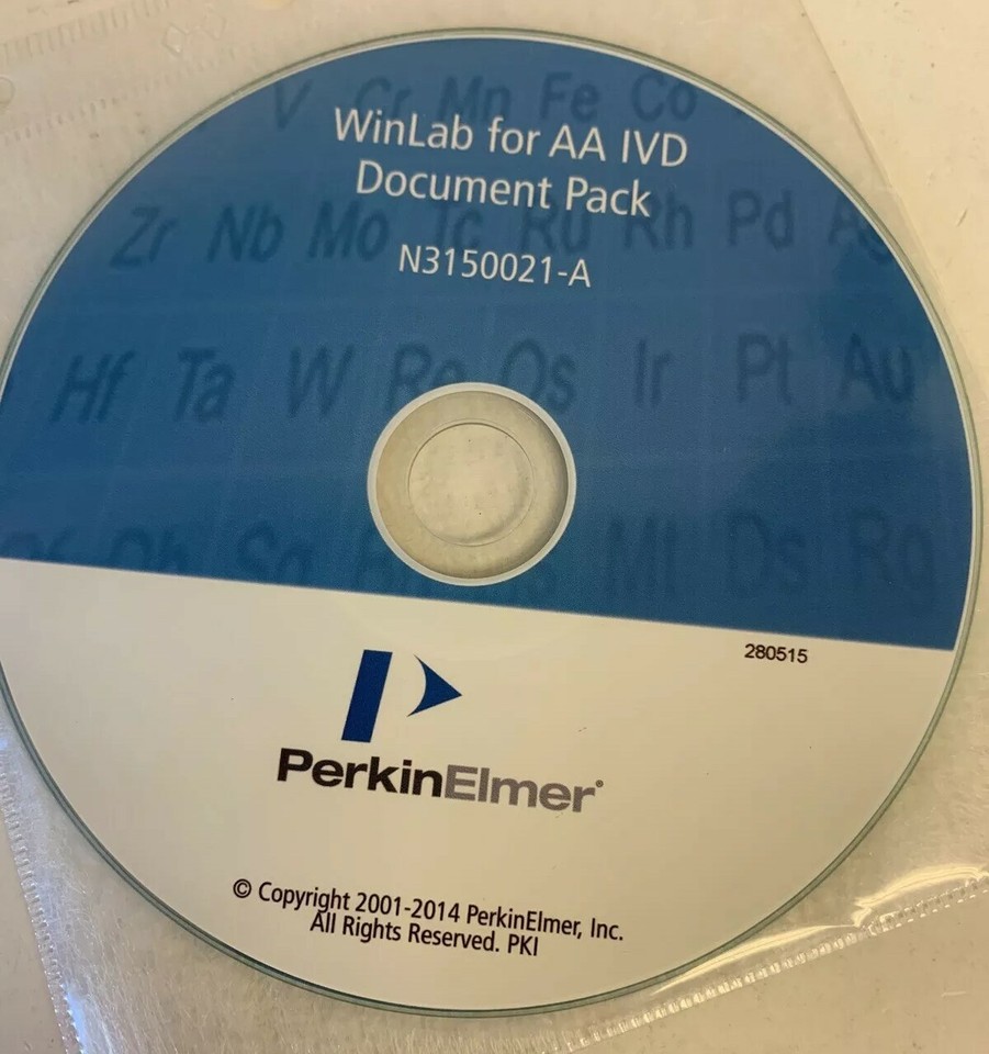 Perkin Elmer WinLab For AA IVD Document Pack N3150021-A CD Software ...