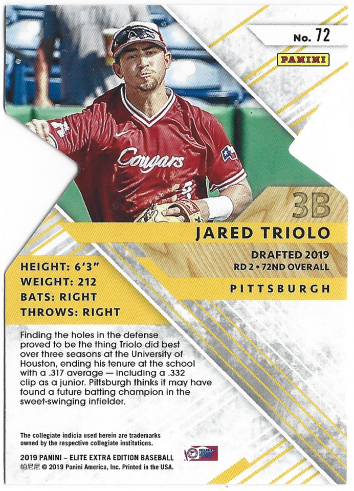 JARED TRIOLO 2019 ELITE EXTRA GOLD STATUS DIE CUT SUPERFRACTOR SP RC 1/ ...