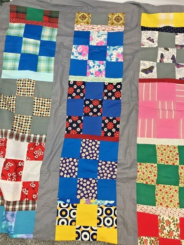 Vintage Patchwork Quilt Top Unfinished 97 x 60 Multicolor Handmade Folk ...