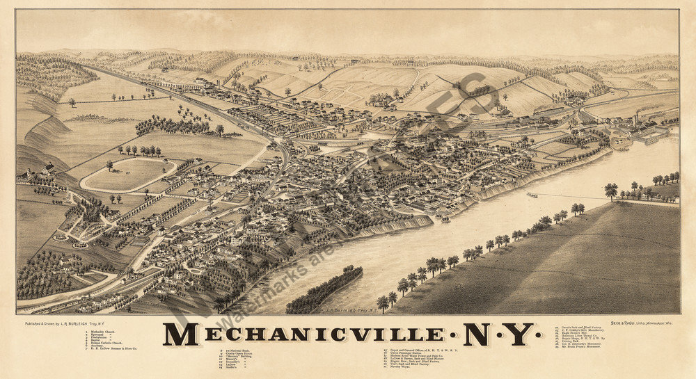 Panoramic Map of Mechanicville NY 16x24 | eBay