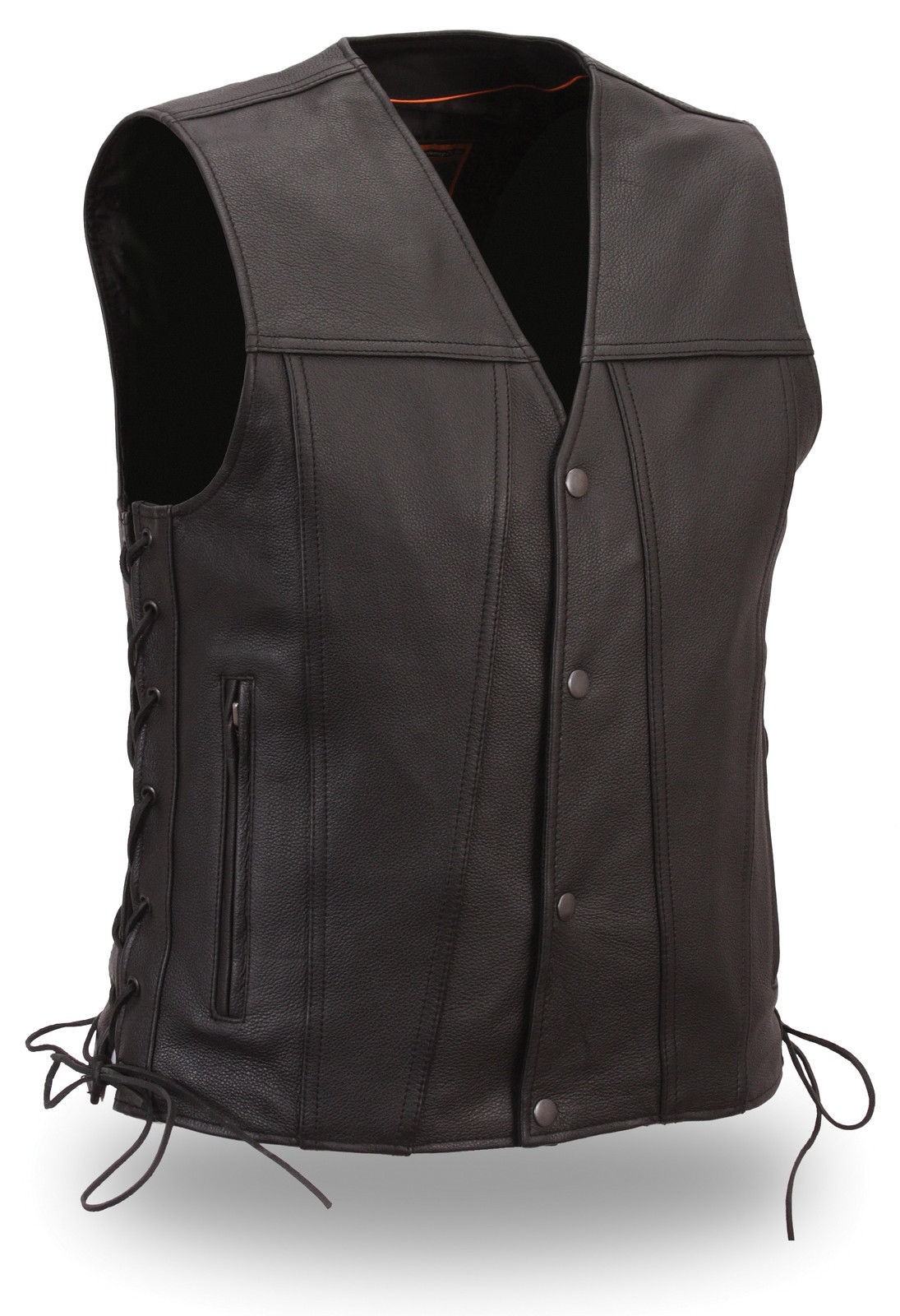 Mens Side Lace Leather Biker Vest Single Panel Back Perfect for Club ...