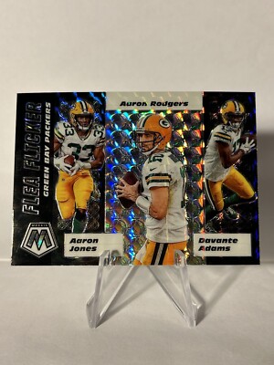 2020 Mosaic Aaron Rodgers #FF8 Green Mosaic Prizm Flea Flicker Green ...