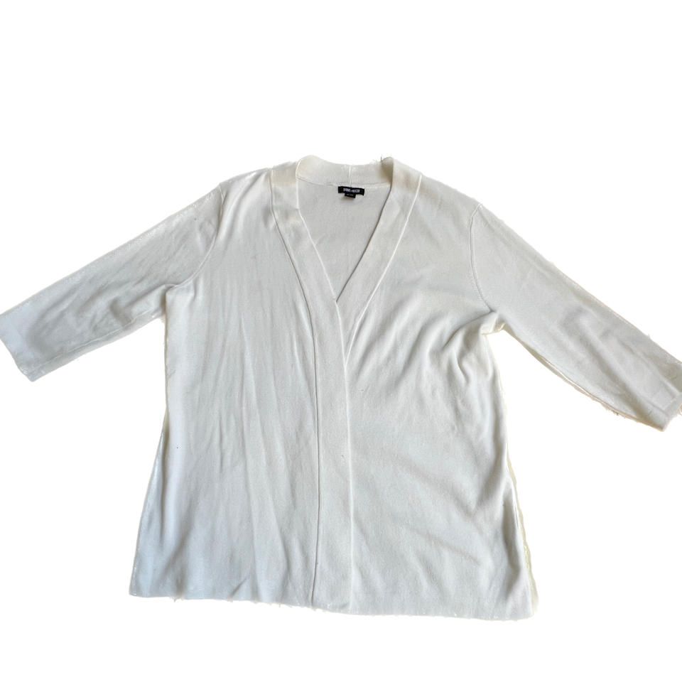 SPRING + MERCER Cardigan Open Front Ivory Size XXL Sweater Cotton Blend ...