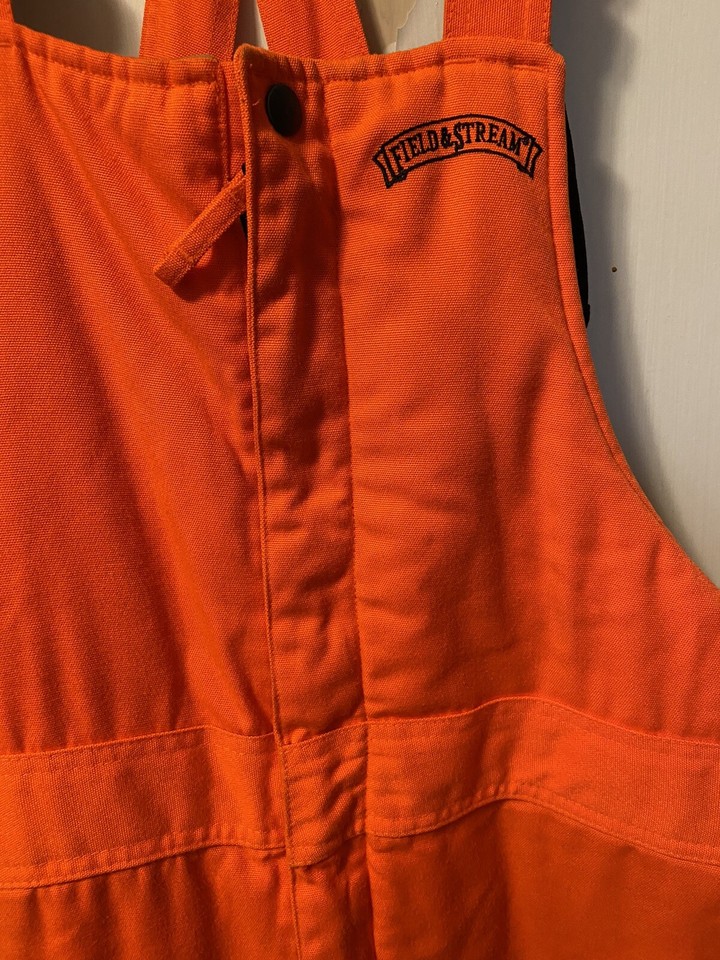 Field And Stream Mens Large Insulated Bib Overalls Orange Hunting | eBay