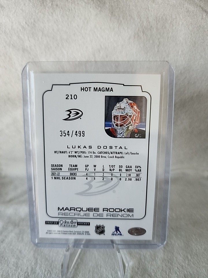 2022-23 O-Pee-Chee Platinum Marquee Rookie Magma Lukas Dostal Rookie | eBay
