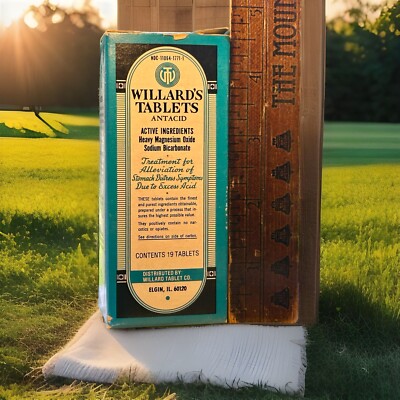 Rare Elgin Illinois Medicine Bottle Advertising Box Willard's Tablets ...