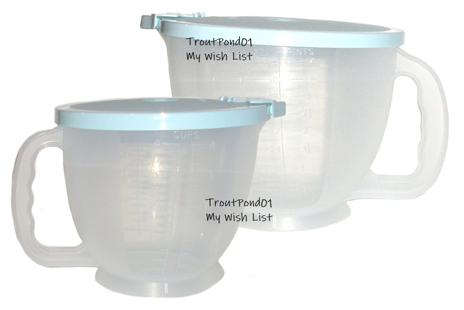 Tupperware Mix N Store Lg Measuring Cup Batter Pitcher 8 + 4 Cup 2 + 1 ...