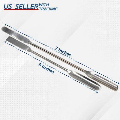 Science Lab Spatulas 6" + 7" Square/Scoop Ends Stainless Steel Samplers ...