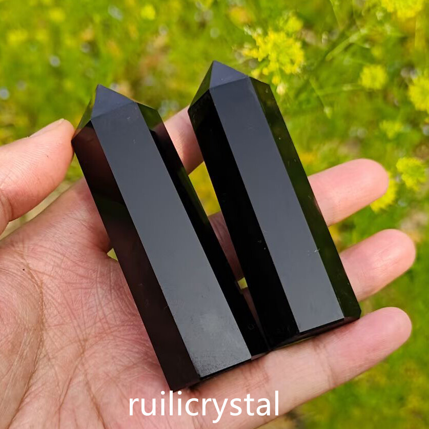 Wholesale Lot 2.2 Lb Black Obsidian Obelisk Tower Point Crystal Natural ...