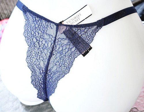 Victorias secret L Sheer Tiny Blue 👶 Baby Lace Thong String Panty new ...