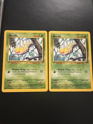Pokémon Weedle Base Set 69/102 Regular Unlimited 2 Cards 1995 Mitsuhiro ...