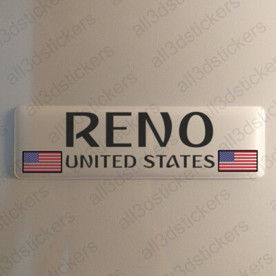 Reno USA United States Sticker 4.70x1.18" Resin Domed 3D Flag Stickers ...