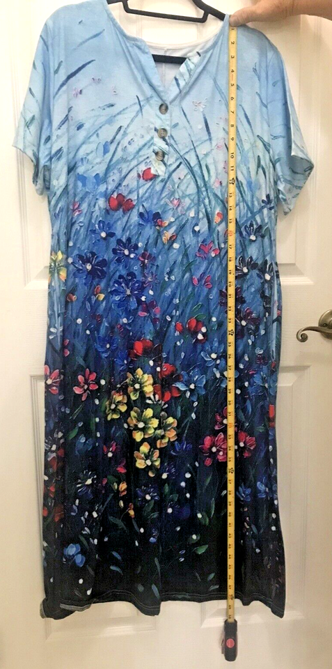 Floral Patio Lounge House Dress Full Length Sz XL Side Slit Pockets ...