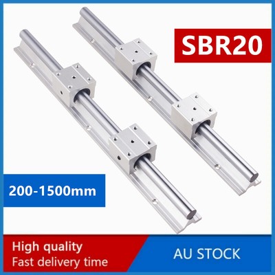 2X SBR20 Linear Rail Guide Slide Shaft Rod 200-1500mm + 4X SBR20UU ...