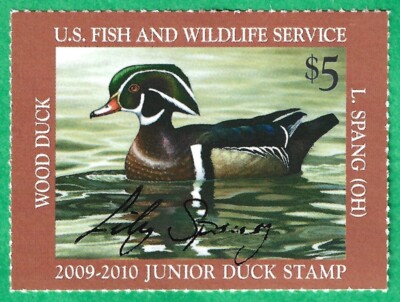 Autographed 2009 Junior Duck Stamp, Wood Duck, Scott JDS17. MNH-OG (282 ...