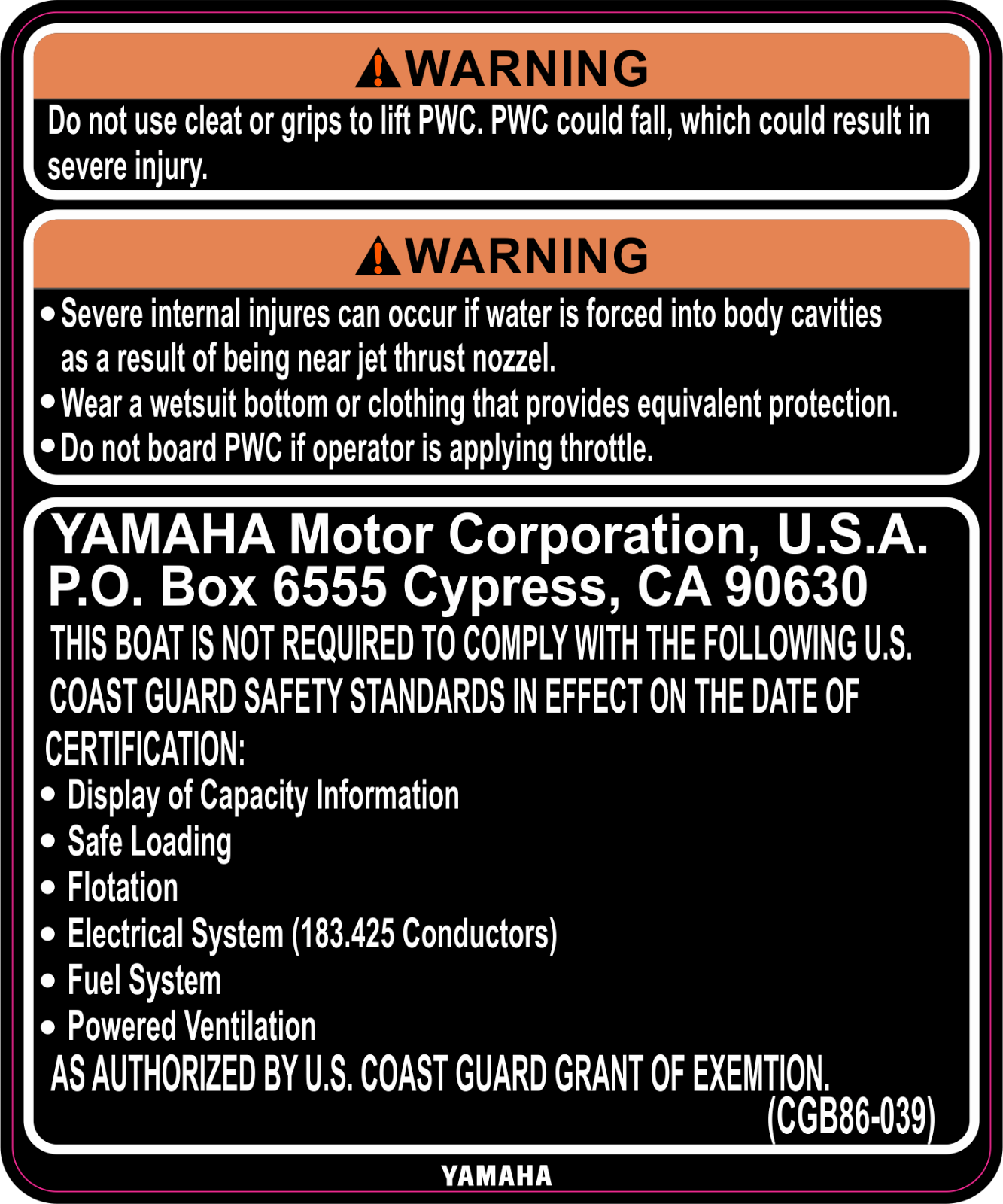 YAMAHA WAVERUNNER VX 2005-2008 Graphics / Decal Warning / Sticker Kit ...