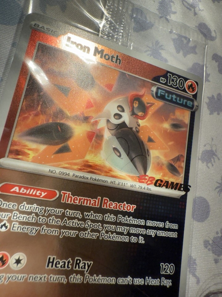 Pokemon - Iron Moth - 028/182 - Paradox Rift - EBgames Stamp PROMO ...