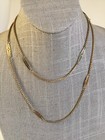 BOZART Gold Tone Necklace Box Chain Ornate Gold Tone Stations 35” Made ...