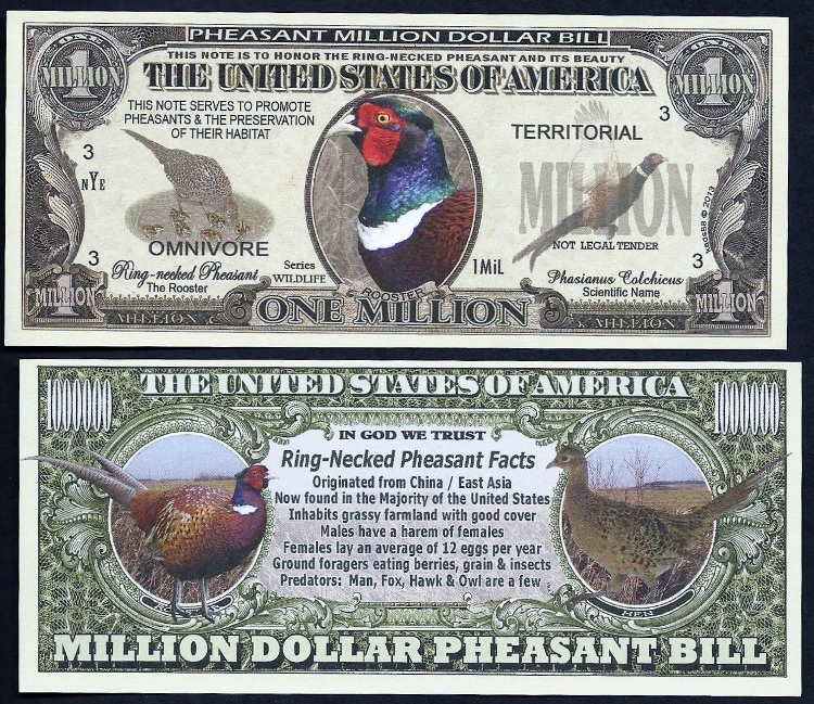 Lot of 100 BILLS- Rooster Pheasant Million Dollar Novelty Bill | eBay