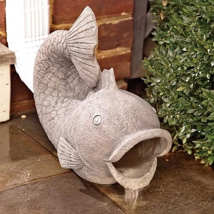 Fish Downspout Statue Extension Cover Resin Rain Gutter Protector Lawn ...