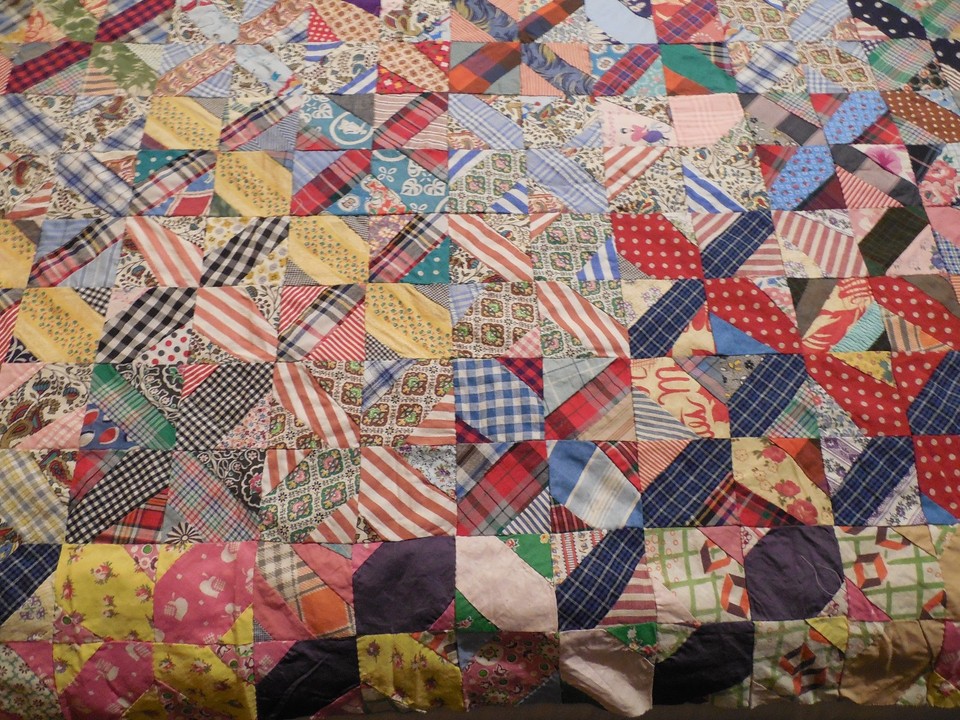 VINTAGE HAND MADE PATCHWORK CRAZY QUILT TOP SOME FEEDSACK | eBay