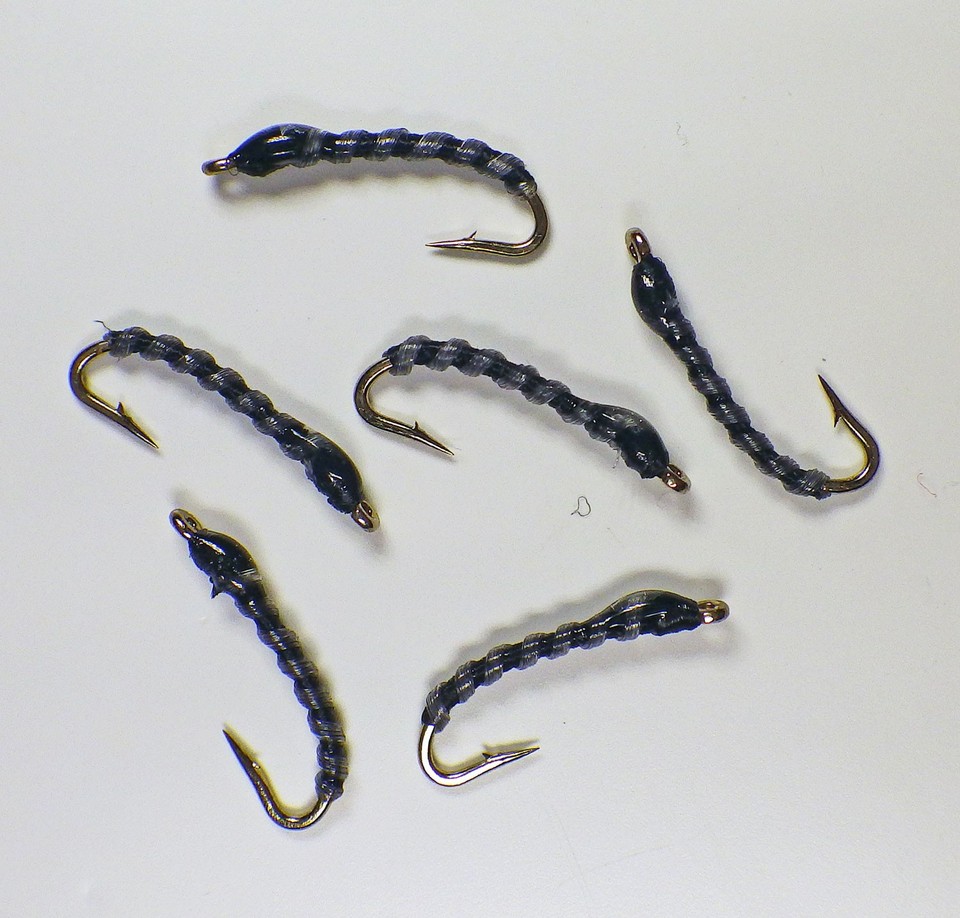 Big Mac Midge Black Gray Nymph Larva - Premium Trout Fly Fishing Flies ...