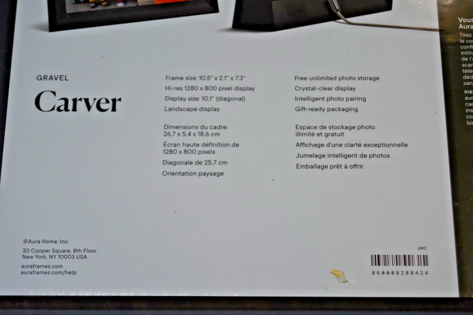 Aura Carver 10.5” Digital Picture Frame Gravel- Brand New Never Used | eBay
