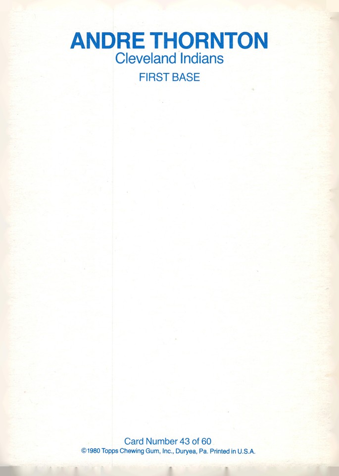 1980 Topps Superstar Photos (Gray Backs) #43 Andre Thornton | eBay