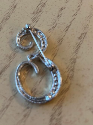 Vintage Clear Rhinestone Initial Pin “E” Silver Toned | eBay
