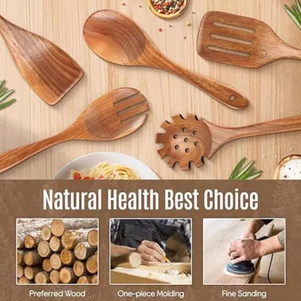 5Pcs Handmade Wooden Serving and Cooking Spoons Brown Spoons Kitchen ...