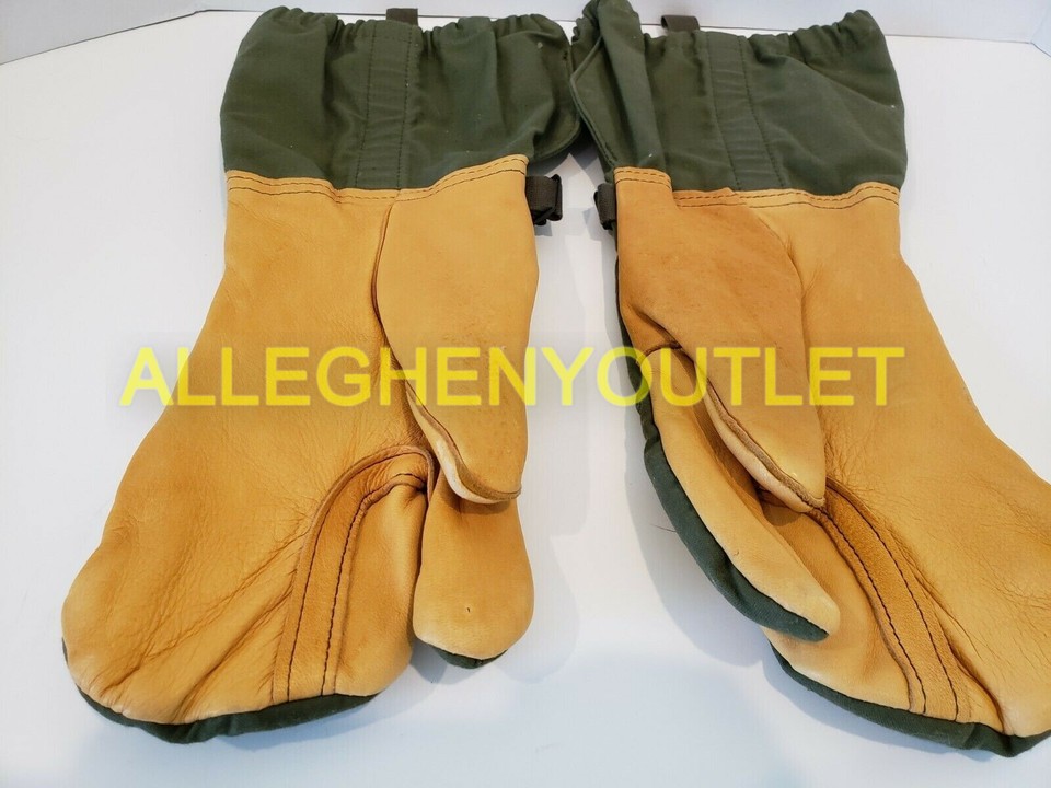 MILITARY TRIGGER FINGER LEATHER COLD WEATHER MITTENS W/L + WOOL INSERTS ...