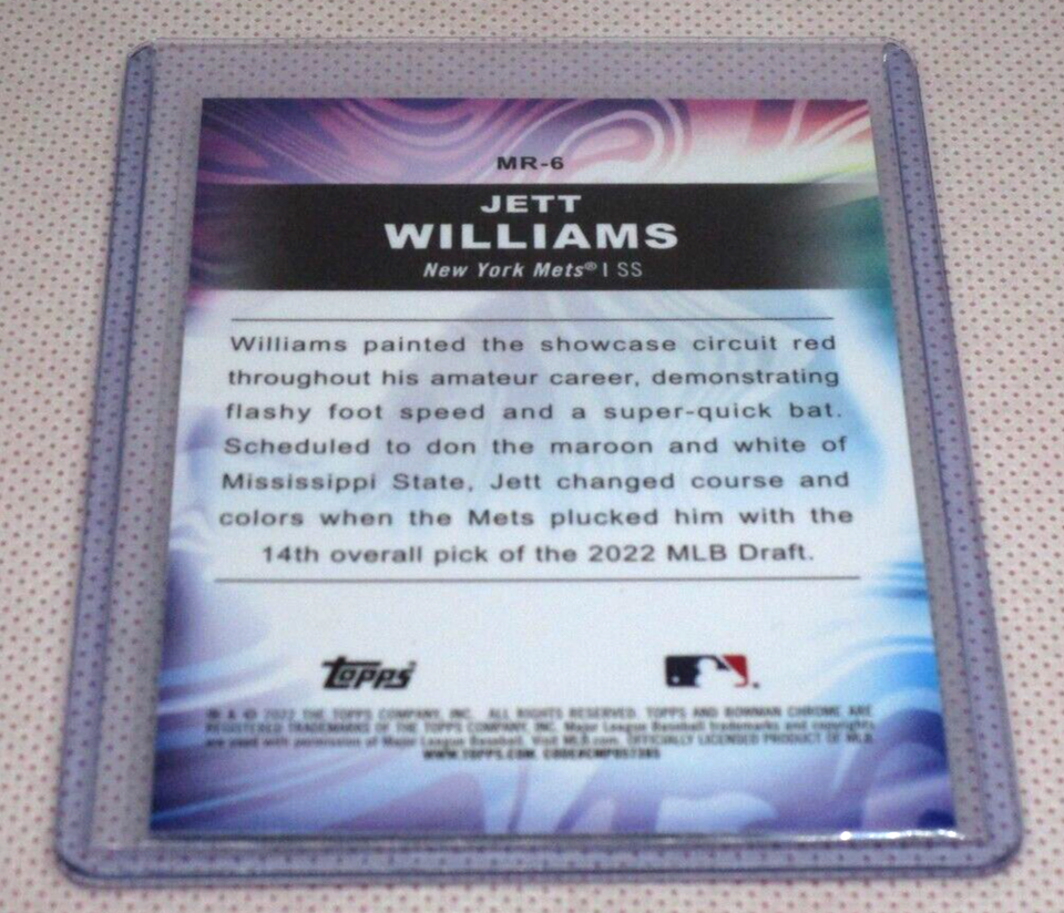 2022 Bowman Draft JETT WILLIAMS MOOD RING INSERT CARD | eBay