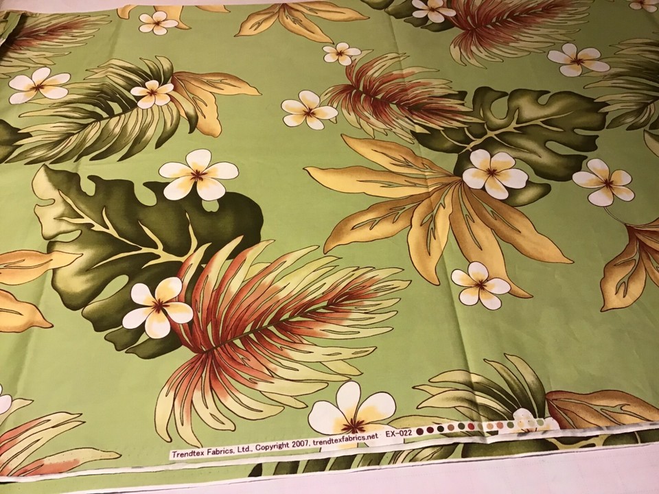 Trendtex Fabric Plumeria Tropical Hawaiian Print 2007 Approx 2.5 yards ...