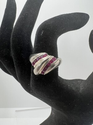 Modernist Sterling Silver Designer KL 925 Ruby Ring Size 8 | eBay